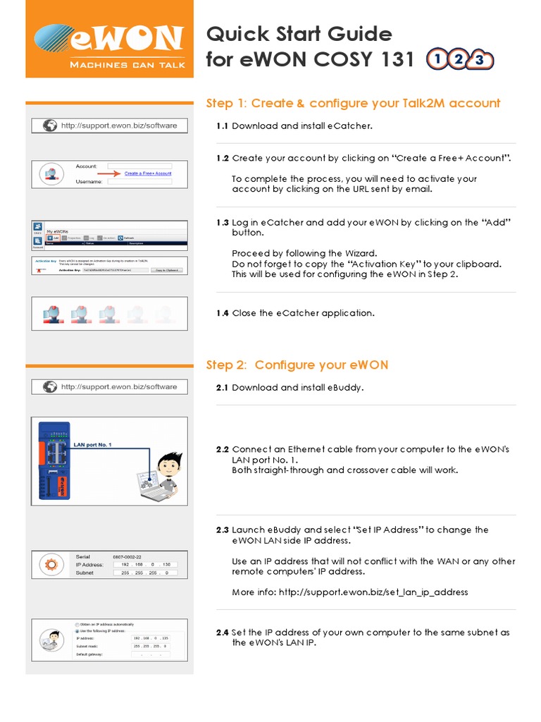 Quick Start Guide For eWON COSY 131: Step 1: Create & Configure Your ...