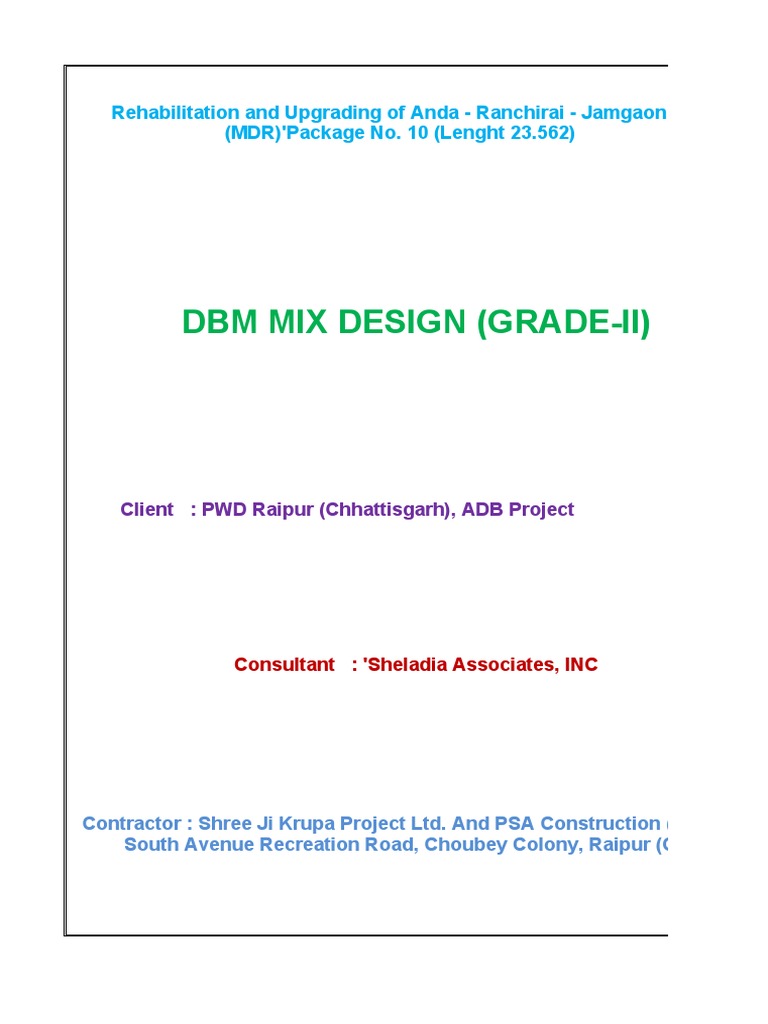 DBM Mix Design No.-1 | PDF | Counseling | Service Industries