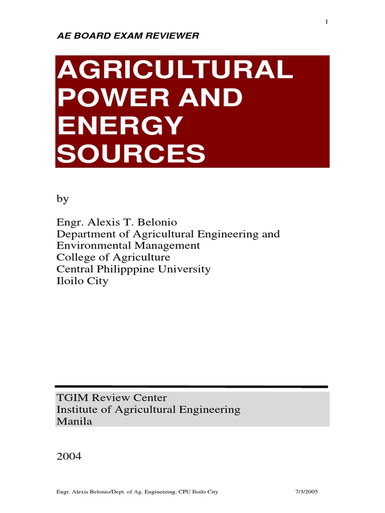 Agricultural Power and Energy Sources | PDF | Internal Combustion ...