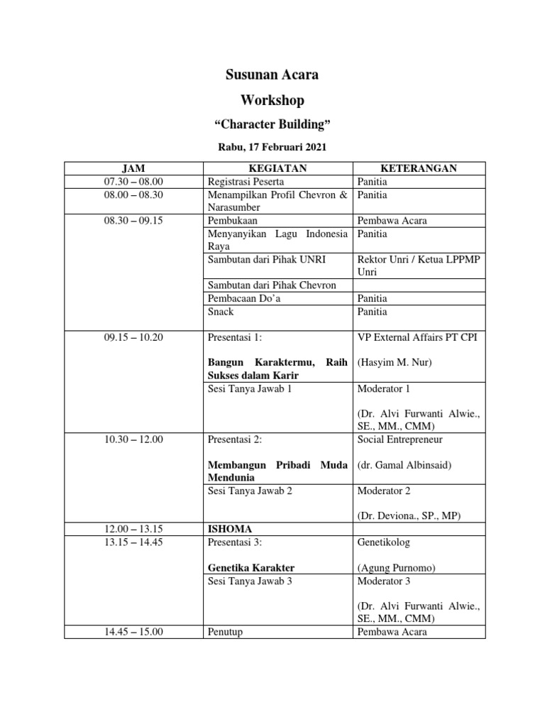Draft Rundown Acara | PDF