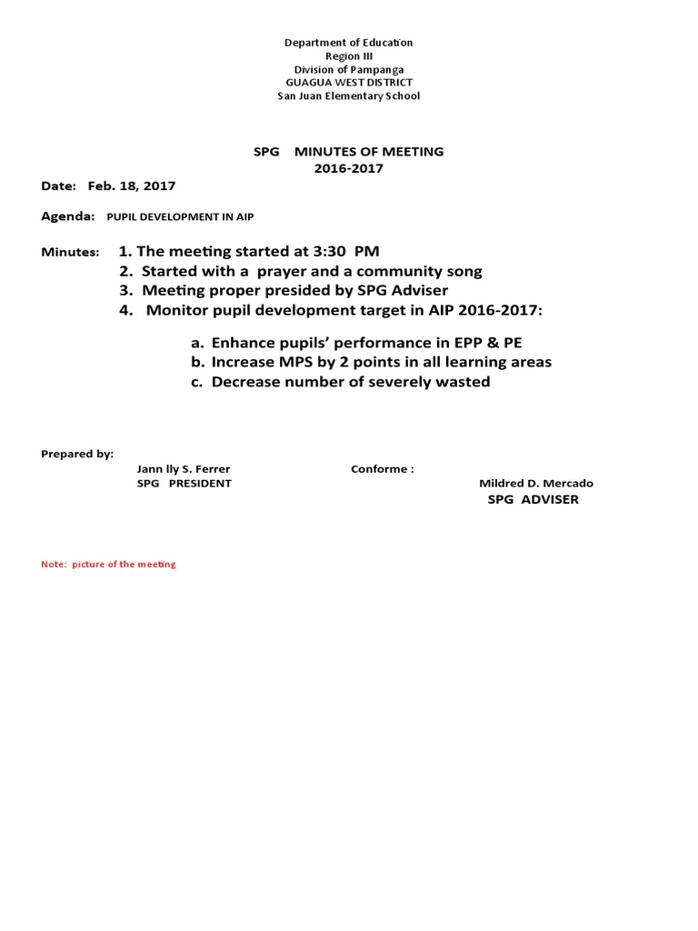 SPG Minutes of Meeting | PDF | Social Institutions | Social Science