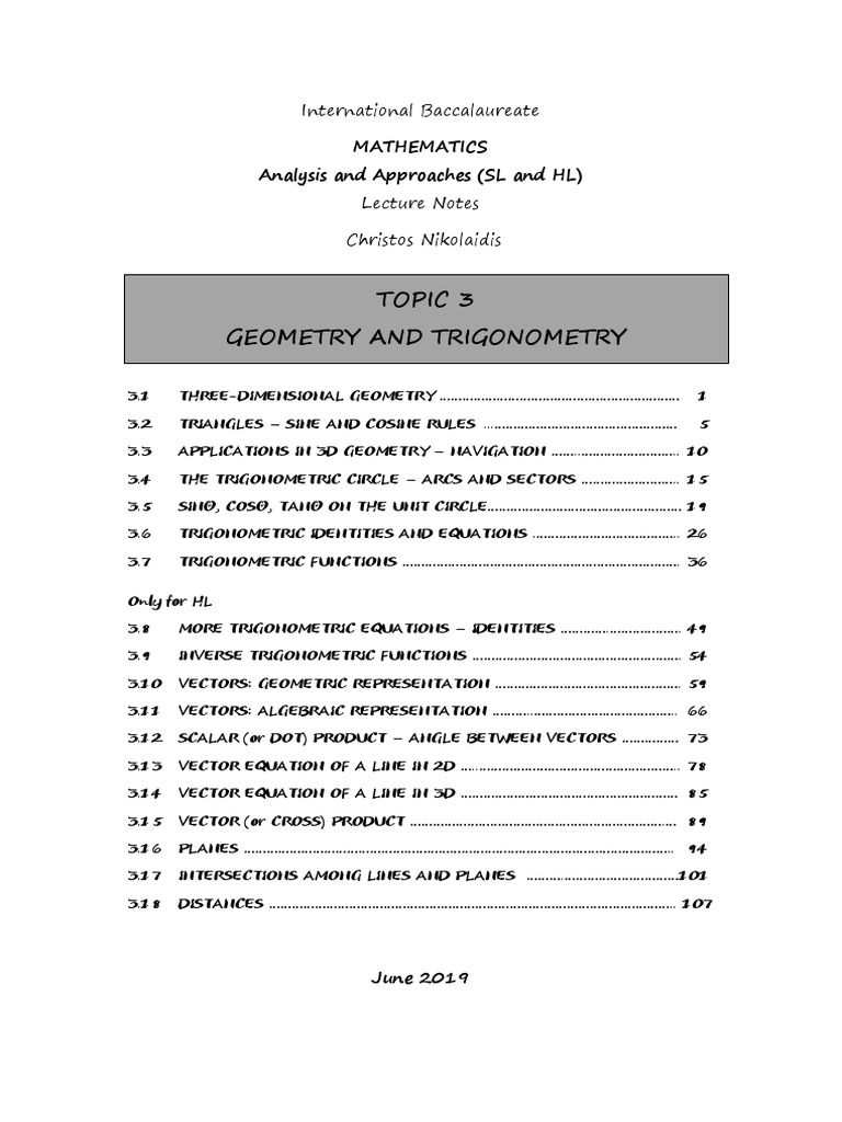 Topic 3. Geometry and Trigonometry | PDF | Trigonometric Functions | Sine