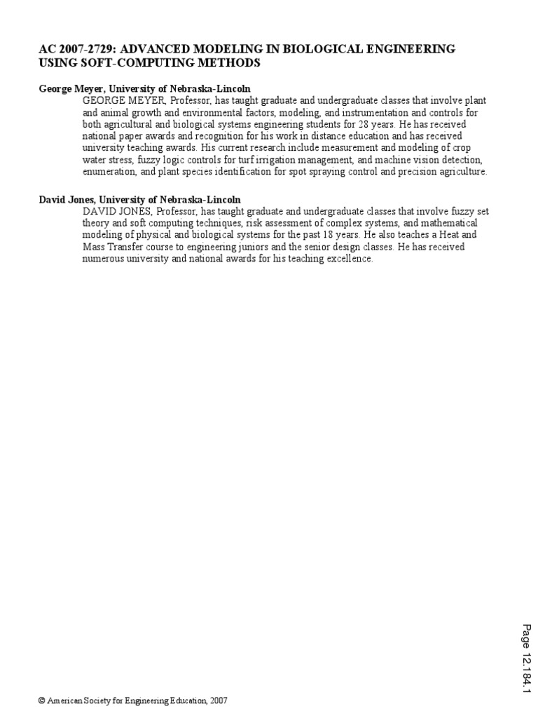 Advanced Modeling In Biological Engineering Using Soft Computing Methods Pdf Fuzzy Logic 
