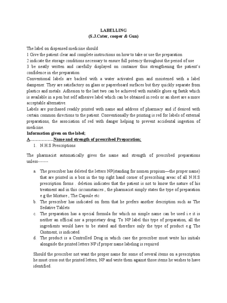 Chapter 1 Dispensing Labelling Me | PDF | Medical Prescription | Tablet ...