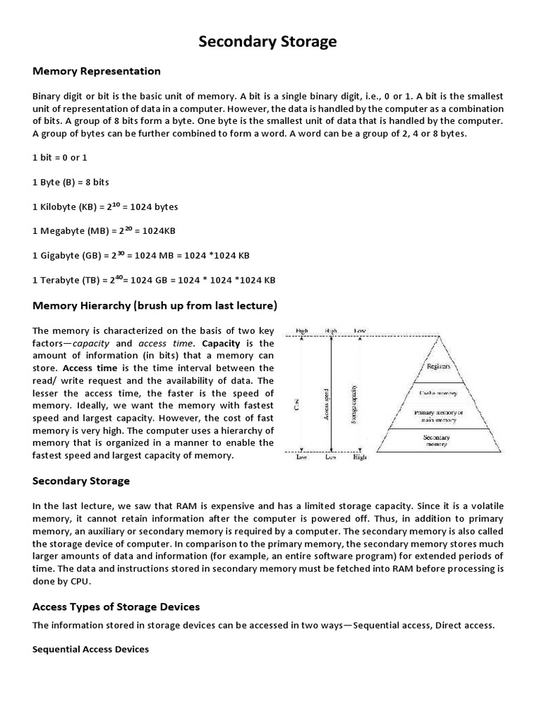 Lec 4. Secondary Storage | PDF | Floppy Disk | Computer Data Storage