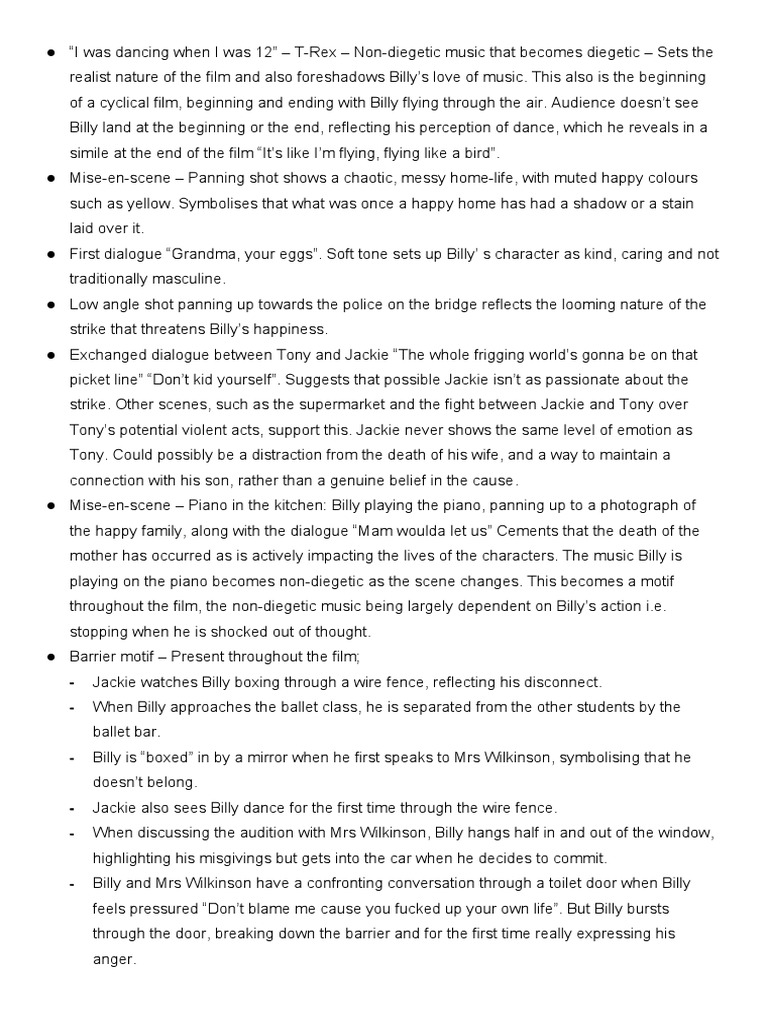 Billy Elliot Film Notes | PDF
