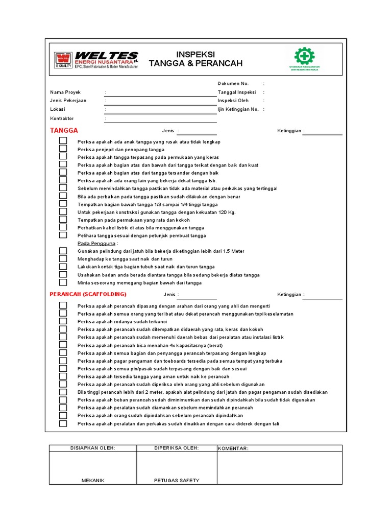 Scaffolding Inspection | PDF