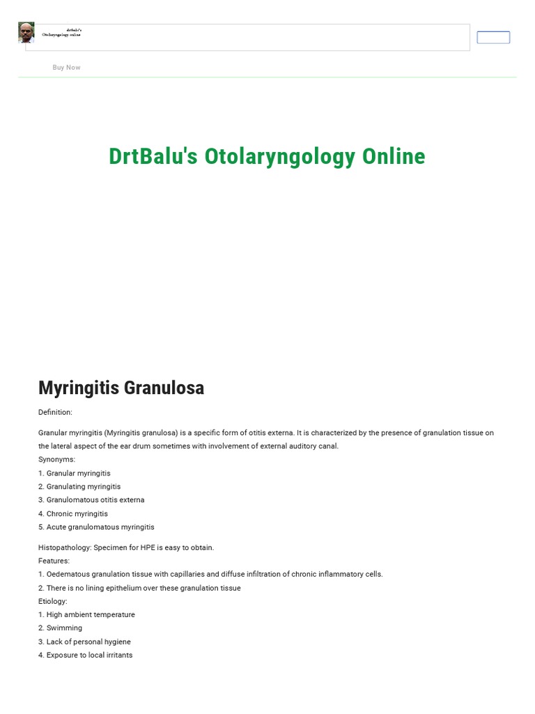 Myringitis Granulosa | PDF
