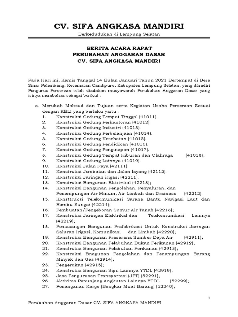 Berita Acara PAD CV | PDF