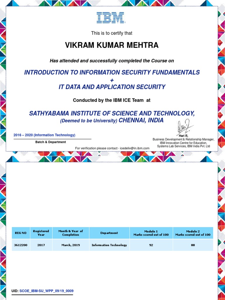 Cyber Security Certificate | PDF