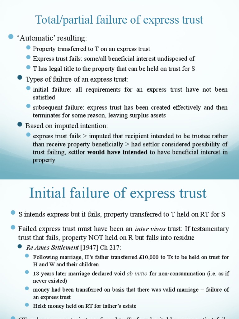 Resulting Trusts 2 SLIDES | PDF | Law And Economics | Natural Resources Law