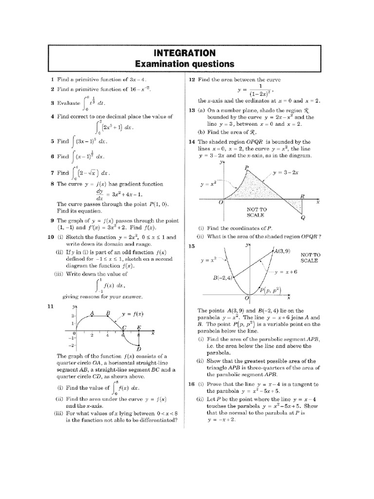 2U - Integration (Exam Style Questions) | PDF
