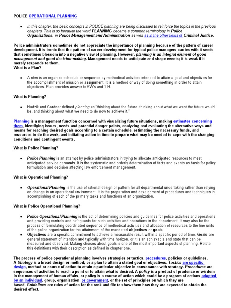 6 - Police Operational Planning | PDF | Strategic Planning | Goal