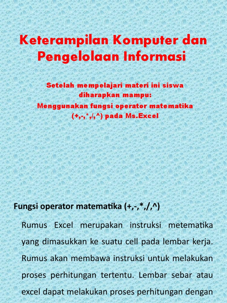 Fungsi Operator Excel | PDF | Metode & Bahan Ajar