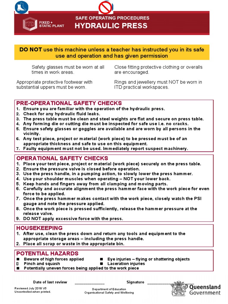 Hydraulic Press: Use and Operation and Has Given Permission | PDF ...