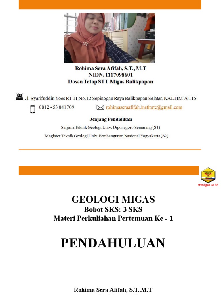 FILE 1 Pert 1 Perkuliahan Daring Ganjil 20202021 Mata Kuliah Geologi Migas | PDF