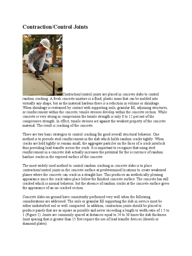 Contraction/Control Joints | PDF | Fracture | Concrete