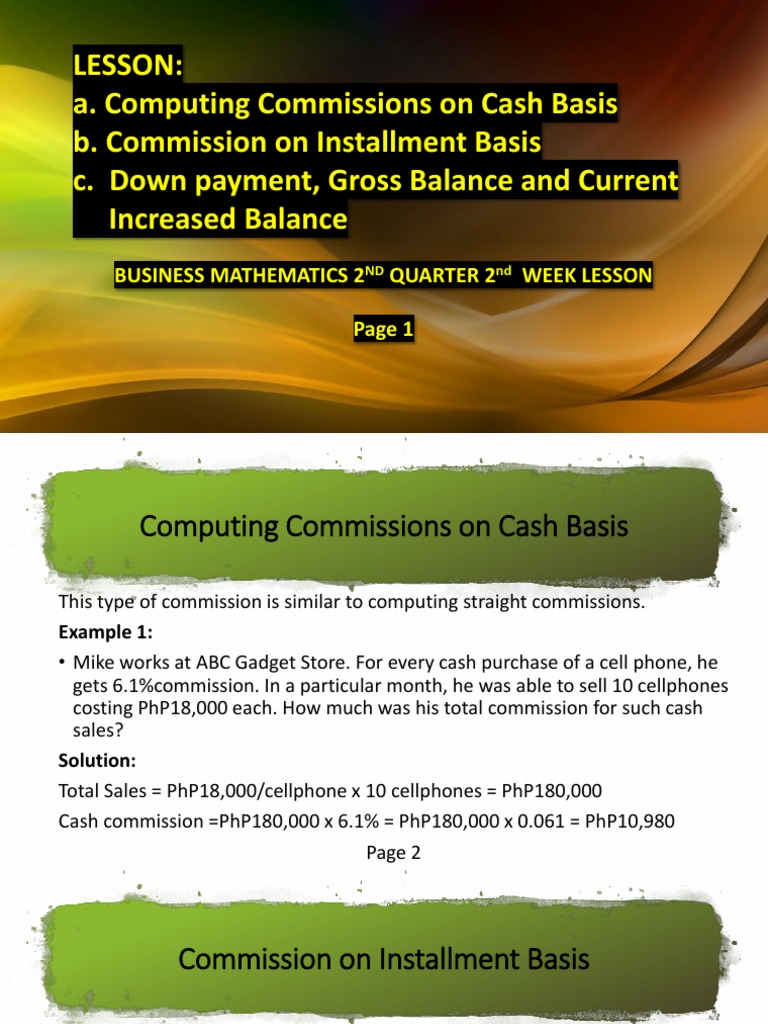 BUSINESS MATHEMATICS 2ND QUARTER 3rd WEEK LESSON Lesson Commission On ...