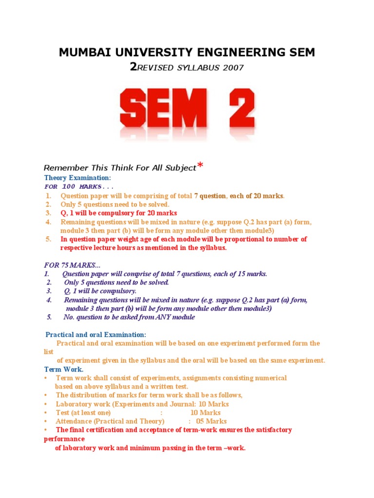 Mumbai University Engineering Sem 2revised | PDF