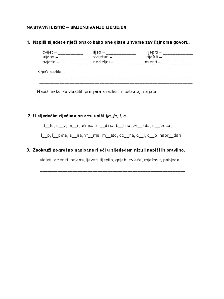 02 Smjenjivanje Ije Je e I | PDF