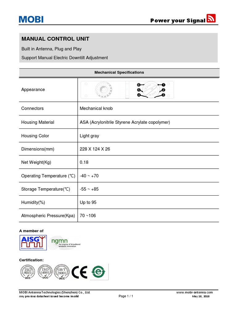 Manual Control Unit | PDF