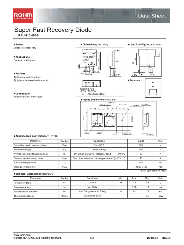 Super Fast Recovery Diode: Data Sheet | PDF | Diode | Rectifier