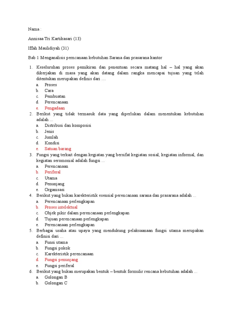Soal PG Sarpras Annisaa (13) Dan Iffah | PDF | Seni