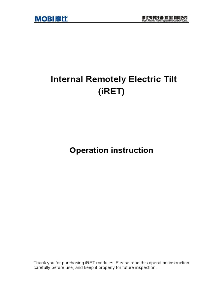 Internal Remotely Electric Tilt (iRET) : Operation Instruction | PDF ...