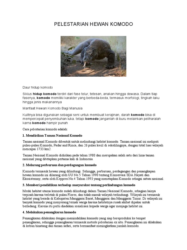 Pelestarian Hewan Komodo | PDF | Perjalanan
