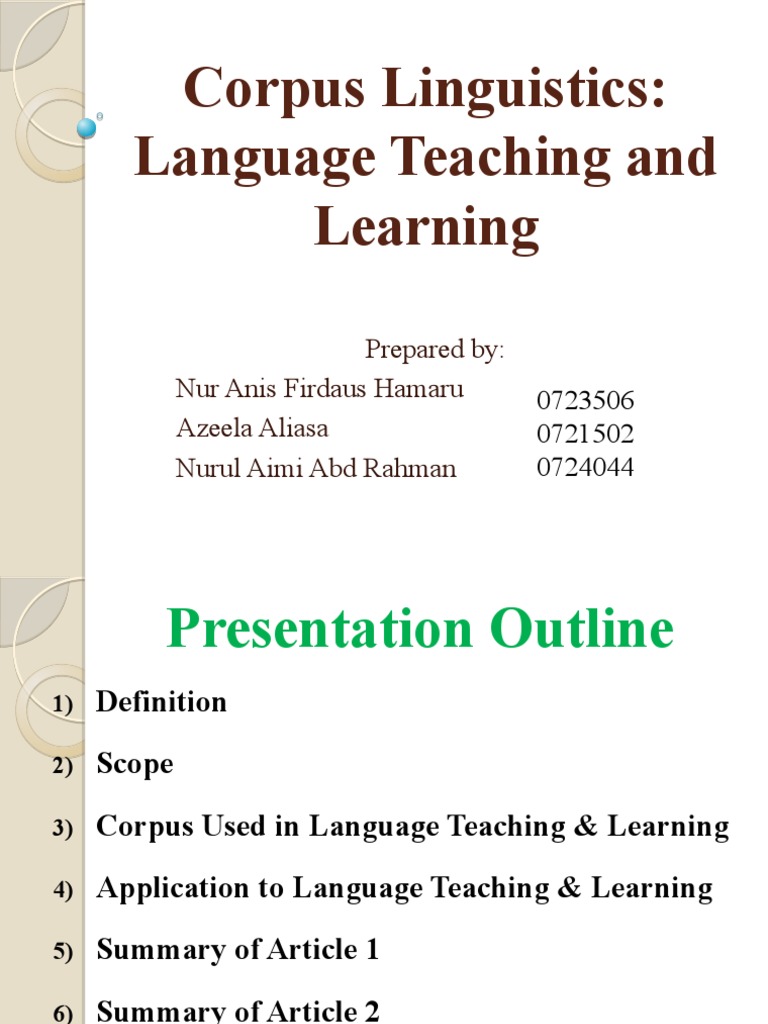 Corpus Linguistics: Language Teaching and Learning | PDF | Language ...