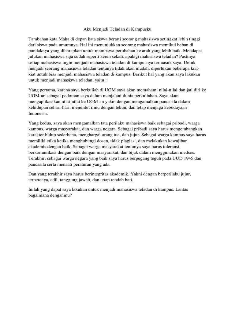 Essay Menjadi Mahasiswa Teladan | PDF