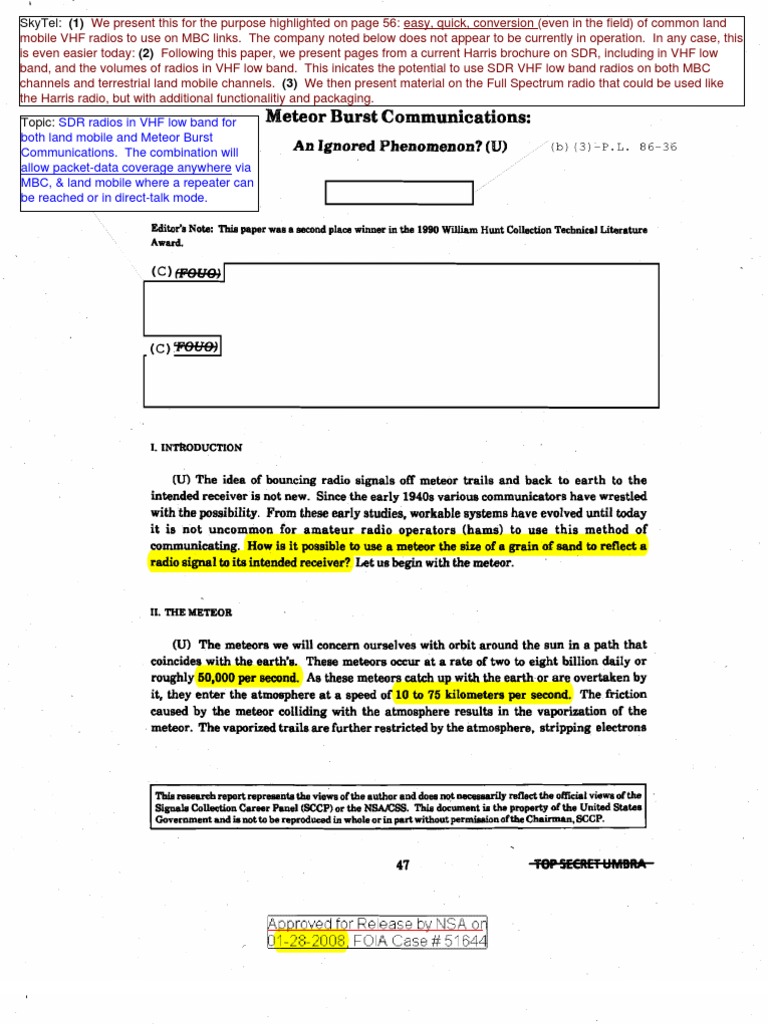 Meteor Burst Communications On VHF Conventional and SDR Land Mobile ...