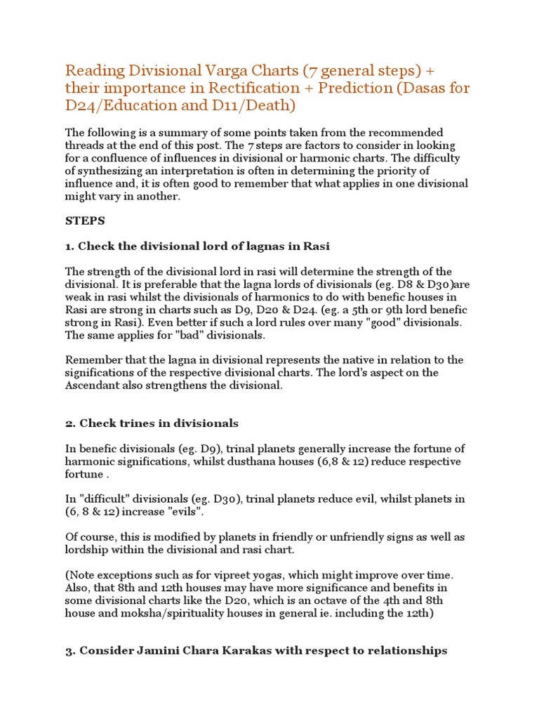 Reading Divisional Varga Charts | PDF | Planets In Astrology | Ancient ...