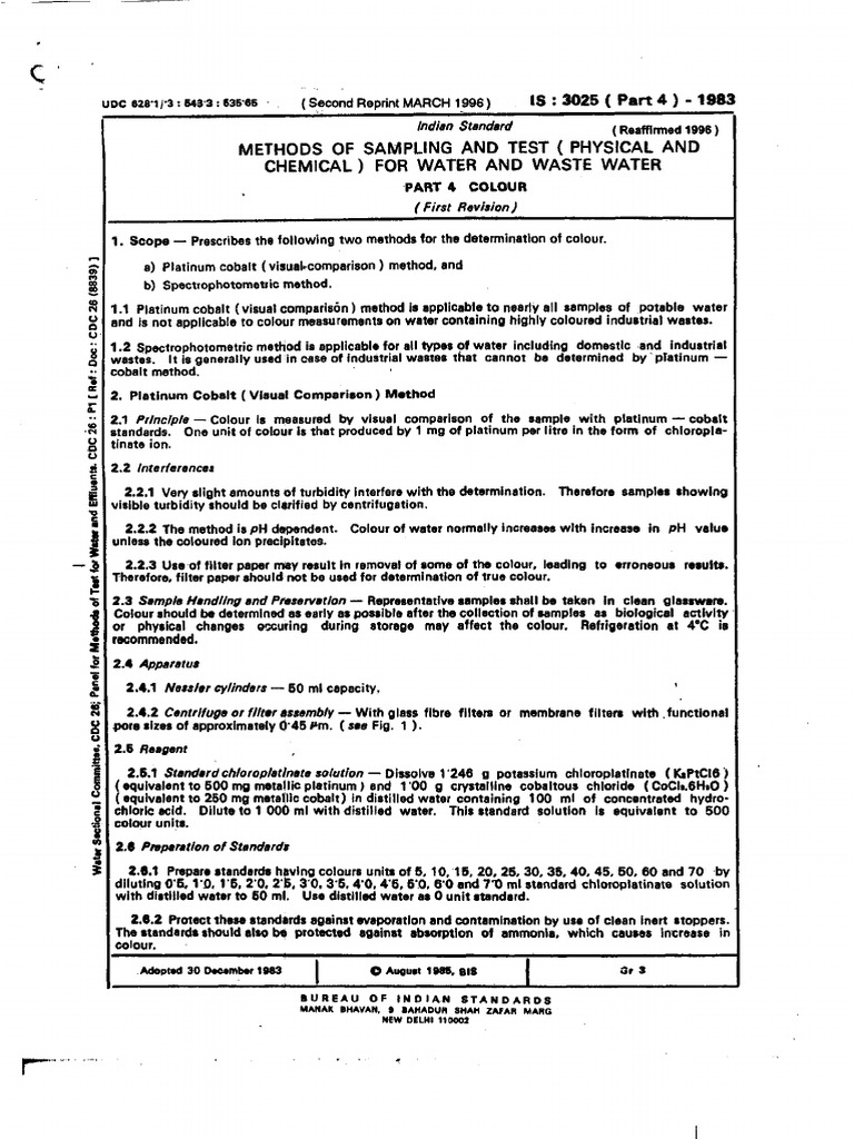 Is 3025 PART 4 - 1983 Sampling & Test For Water & West Wat 1 | PDF