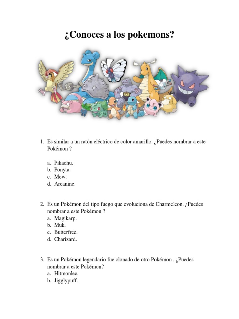 Conoces A Los Pokemons | PDF | Pokémon | Nintendo