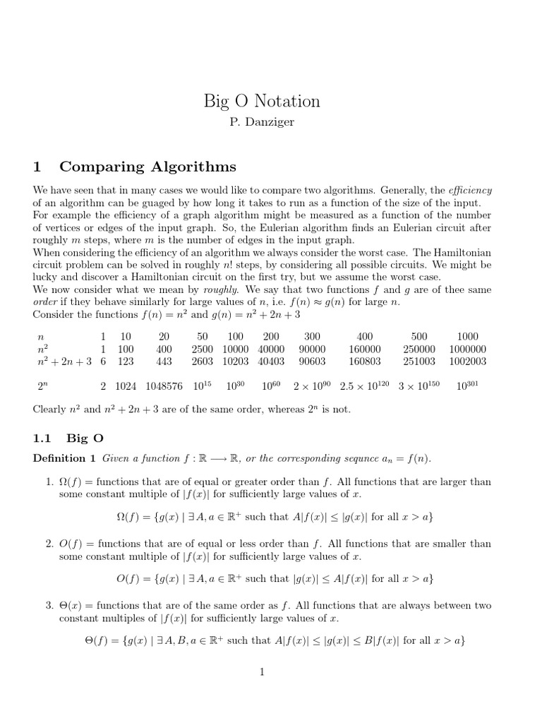 Big O Notation: 1 Comparing Algorithms | PDF | Time Complexity | Function (Mathematics)