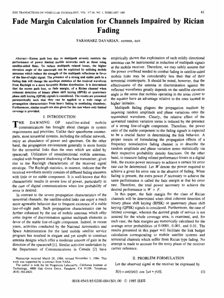 Fade Margin Calculation Riccian | PDF | Signal To Noise Ratio ...