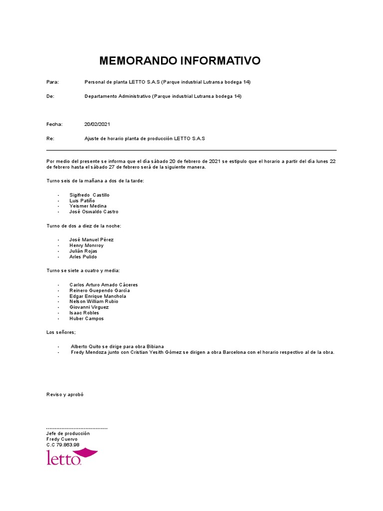 Formato Memorando Informativo | PDF