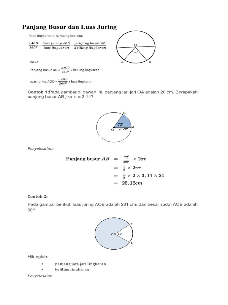 Panjang Busur Dan Luas Juring | PDF