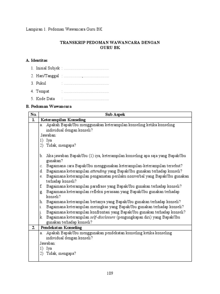Pedoman Wawancara BK | PDF