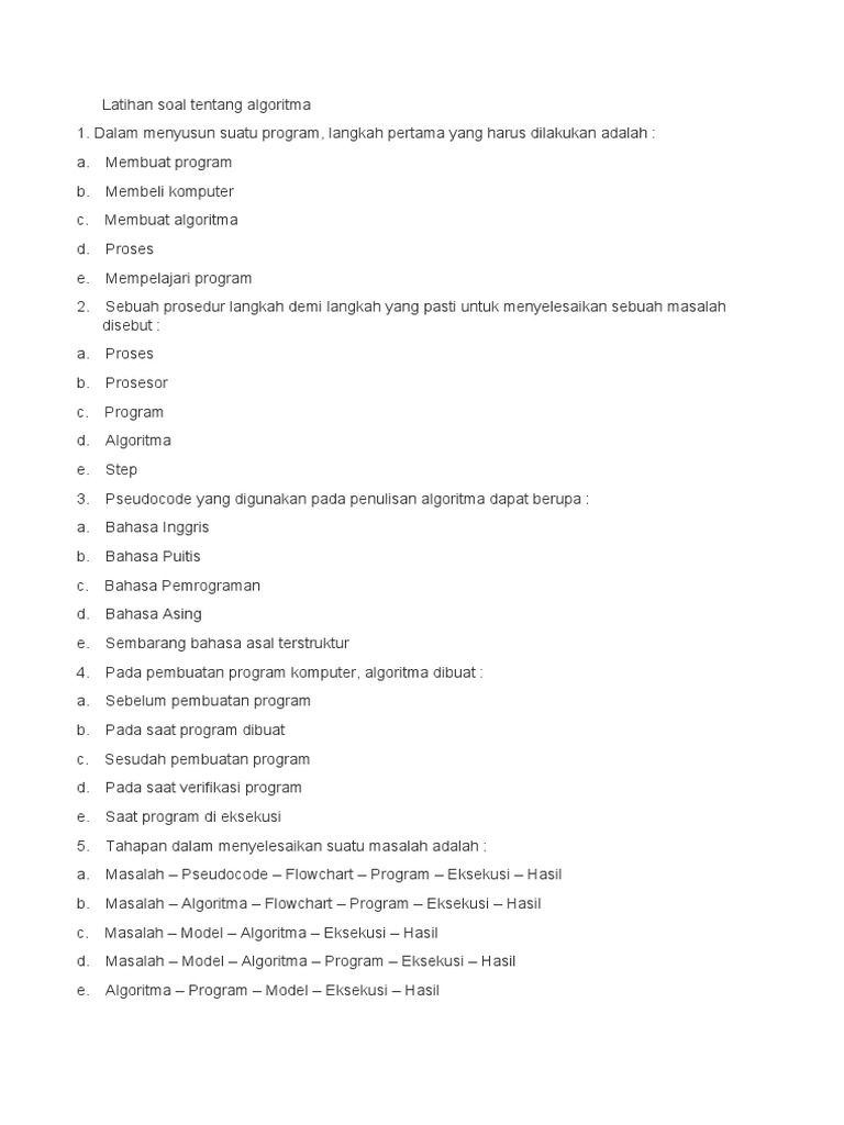 Latihan Algoritma Pertemuan 1 Pdf