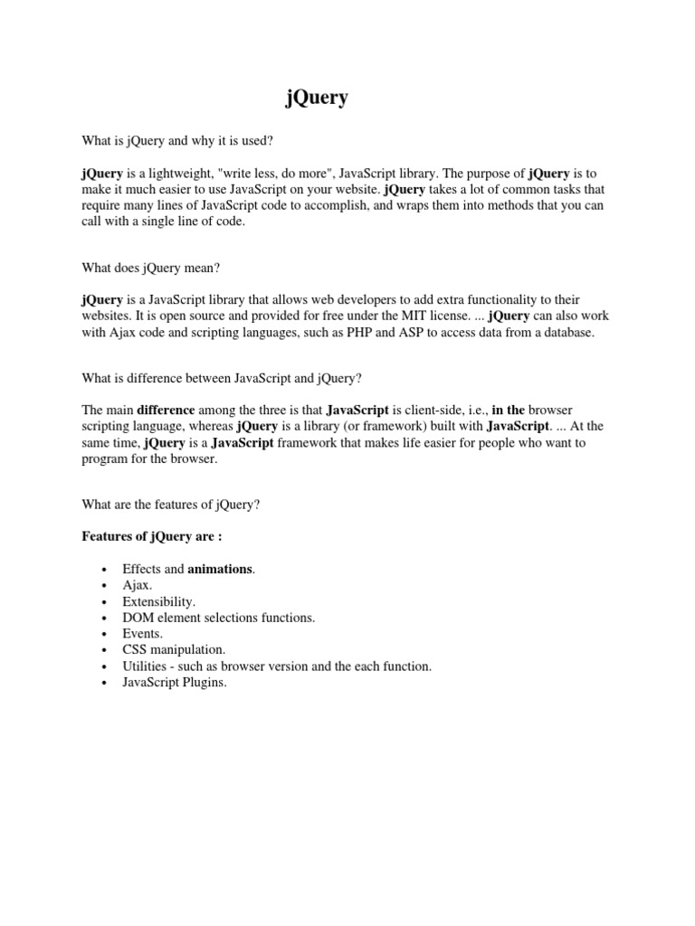 An In-Depth Look at jQuery: A Concise Guide to its Features, Functions ...