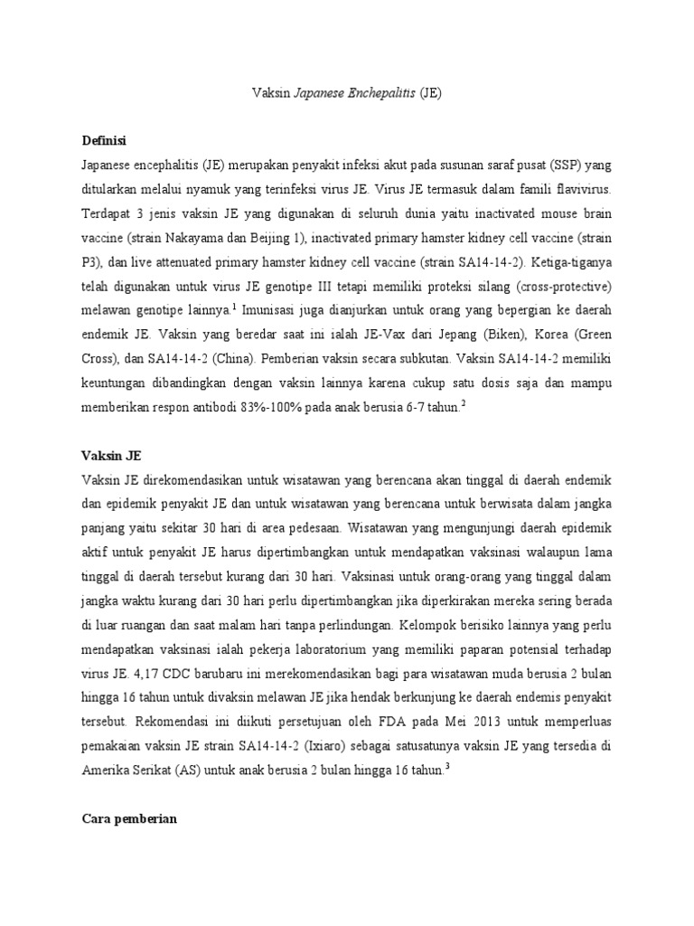 Panduan Vaksin Japanese Encephalitis | PDF | Kesehatan Holistik | Sains ...