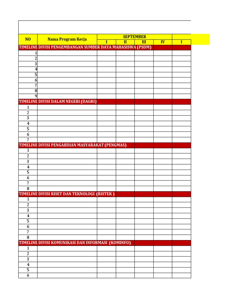 Timeline Program Kerja Organisasi | PDF