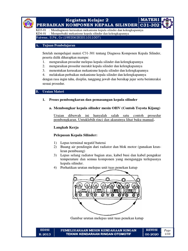 Prosedur Perbaikan Kepala Silinder | PDF