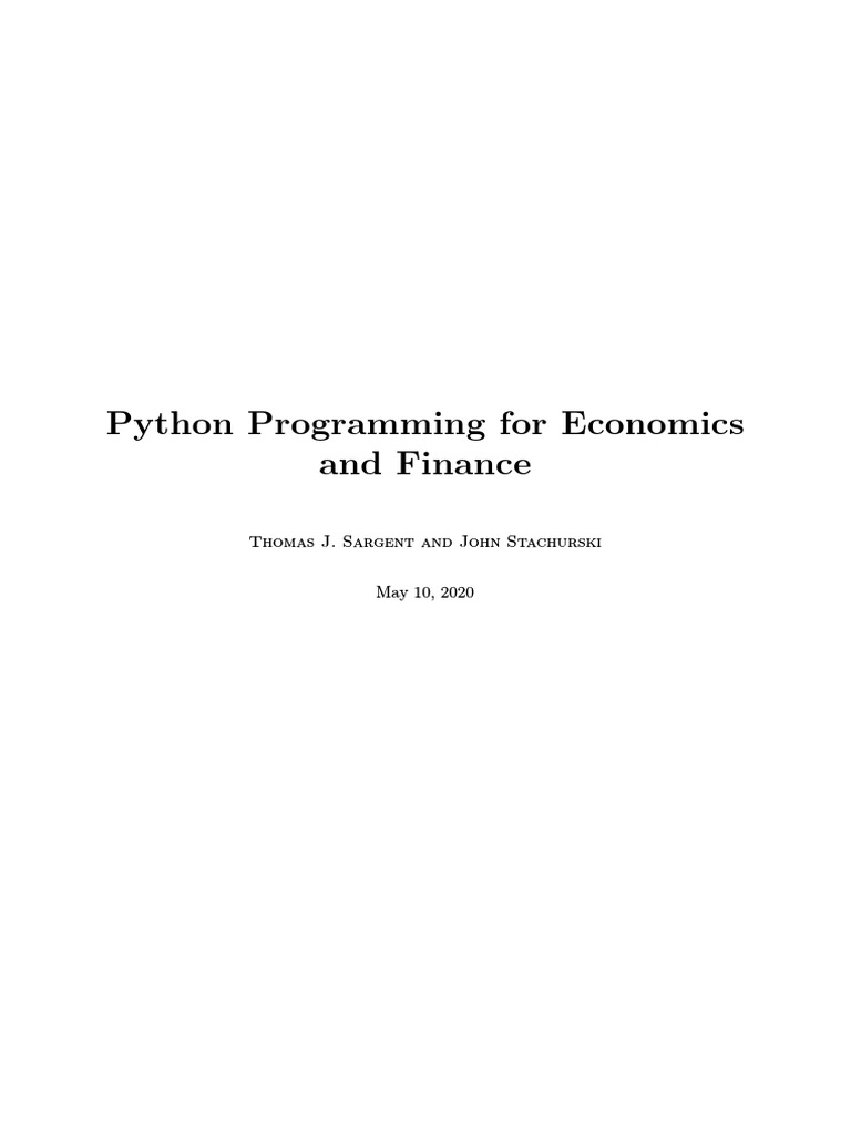 Python Programming For Economics Finance Pdf Python Programming Language Control Flow 