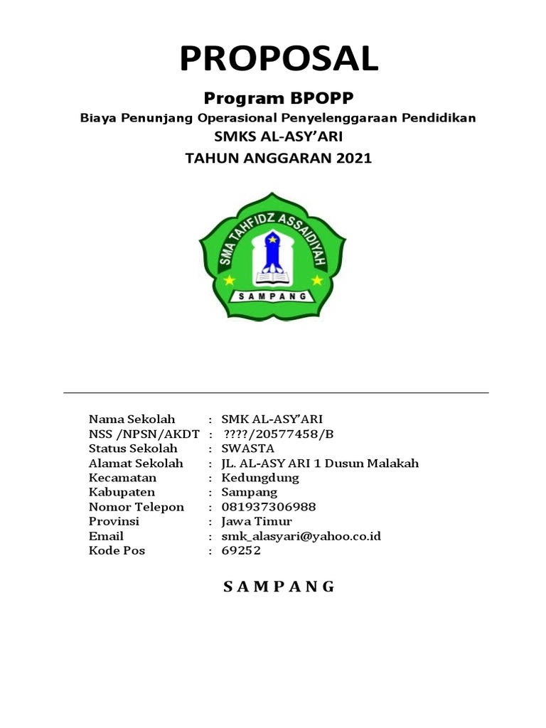 Proposal Dana Hibah PROGRAM BPOPP 2021 | PDF