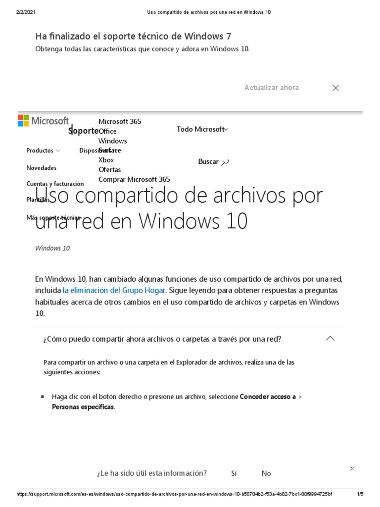 Uso Compartido de Archivos Por Una Red en Windows 10 | PDF | Windows 10 ...