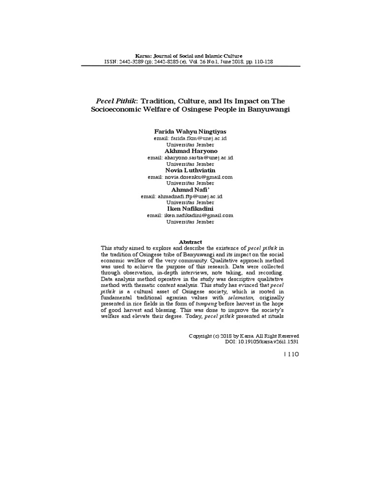 Pecel Pithik Tradition Culture and Its Impact On T | PDF | Anthropology ...