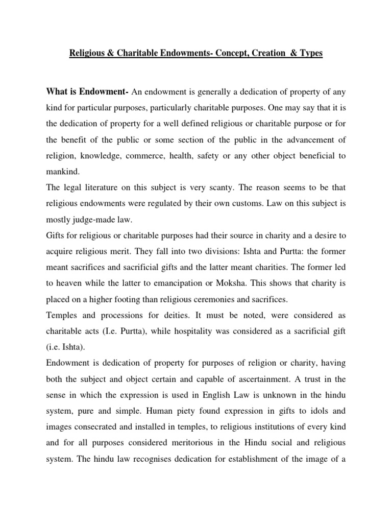 Religious & Charitable Endowments | PDF | Trust Law | Charitable ...